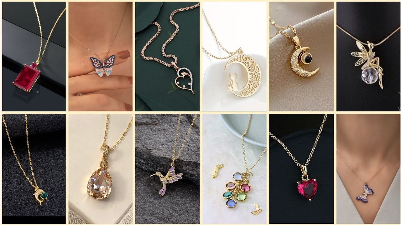 beautiful and stylish gold pendant design ideas for girls - YouTube
