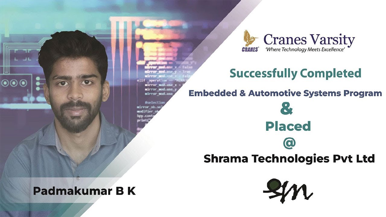 Cranes Varsity Student Success Story | Padmakumar B K - YouTube