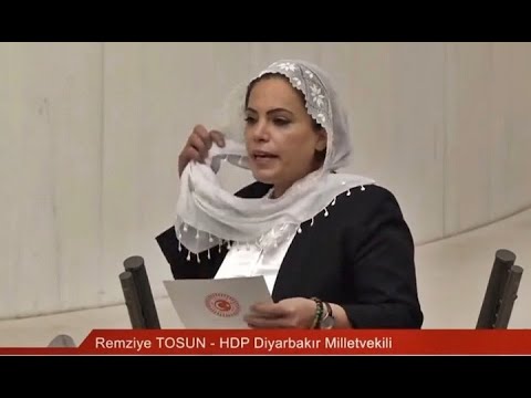 HDP'li Tosun Meclis'te beyaz tülbentini yere attı!
