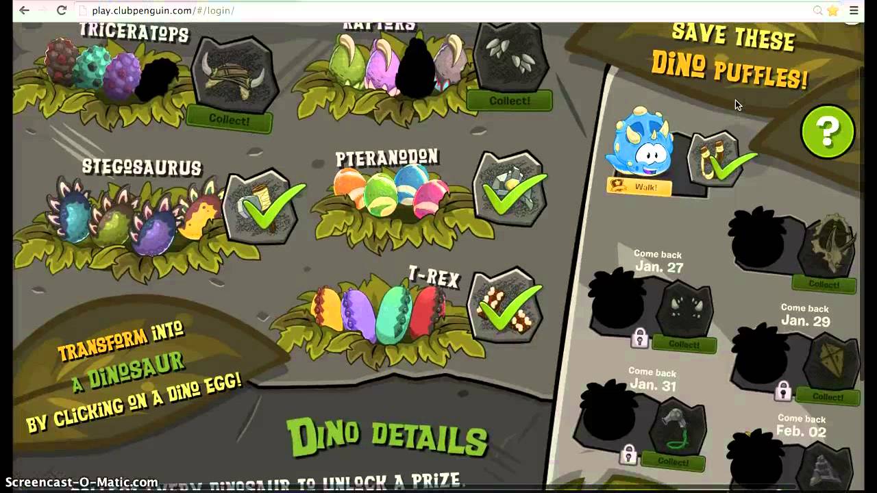 Clubpenguin How to Hatch Dino Puffle Egg Tutorial - YouTube