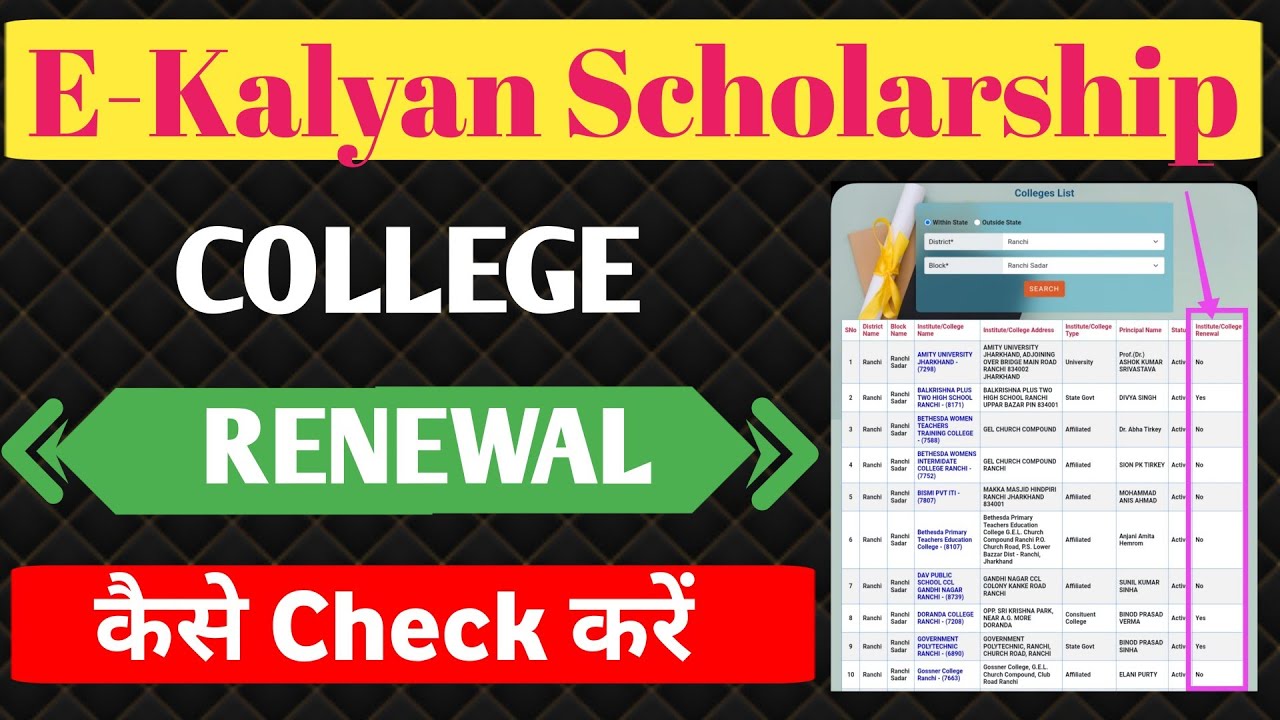 E Kalyan College Renewal Kaise Check Kare । How To Check College