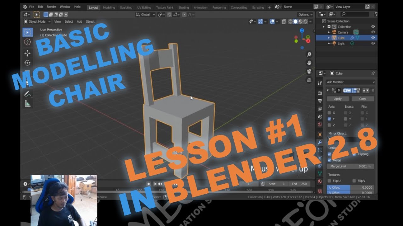 Basic Speed modelling simple chair in blender 2 8 v2 - YouTube