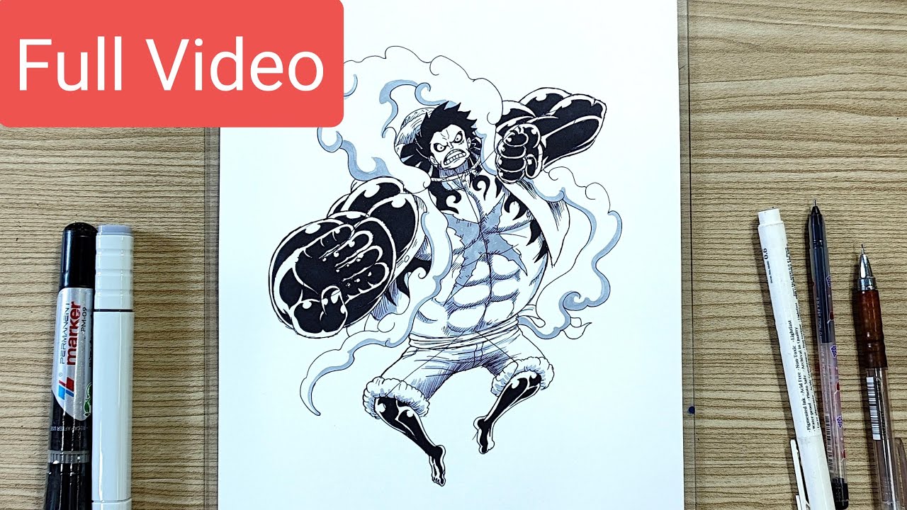 How to draw stickman luffy gear4 full video / Cách vẽ người que Luffy ...