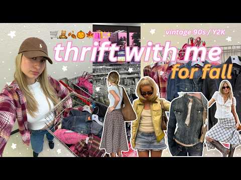THRIFT WITH ME FOR FALL 🧸🍂💝 Vintage Y2K finds (flannels, fall jackets, cozy knits)