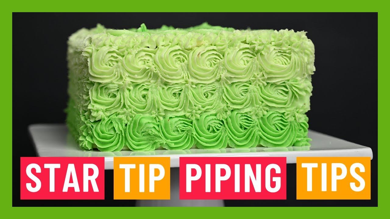 Piping with a star tip (On an apple and pineapple cake) - YouTube