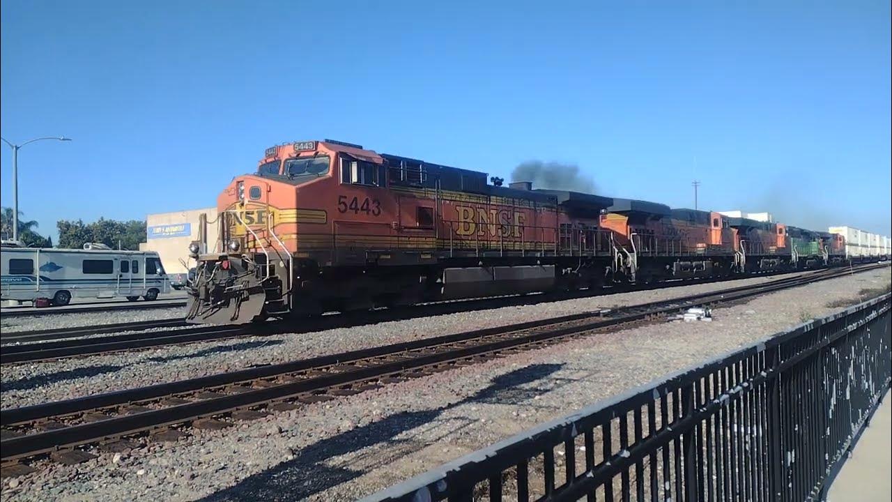 WB BNSF Domestic Intermodal/Port Stack Train At Fullerton Station Ca! #bigbossrailfanner - YouTube