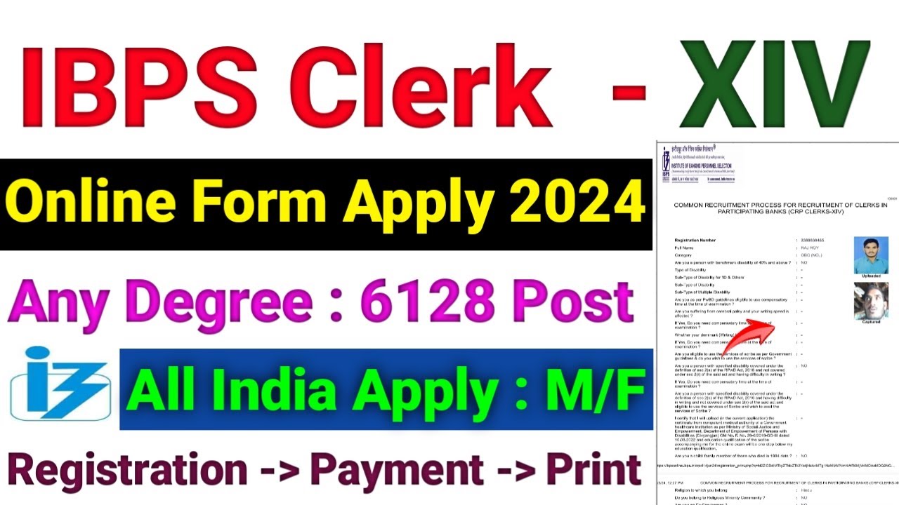 IBPS Clerk Online Form Apply 2024 🎉 How to Form Fill IBPS Clerk Online ...