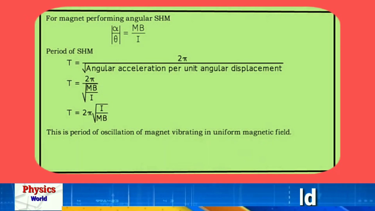 Physics, Oscillation #lecture 11 # Magnet oscillating in magnetic field ...