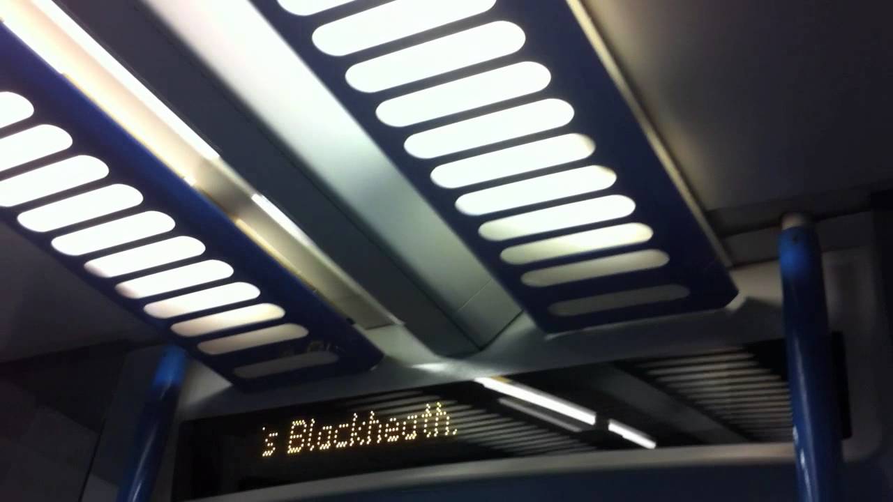 Onboard screen announcements and interior of Southeastern Class 465 ...