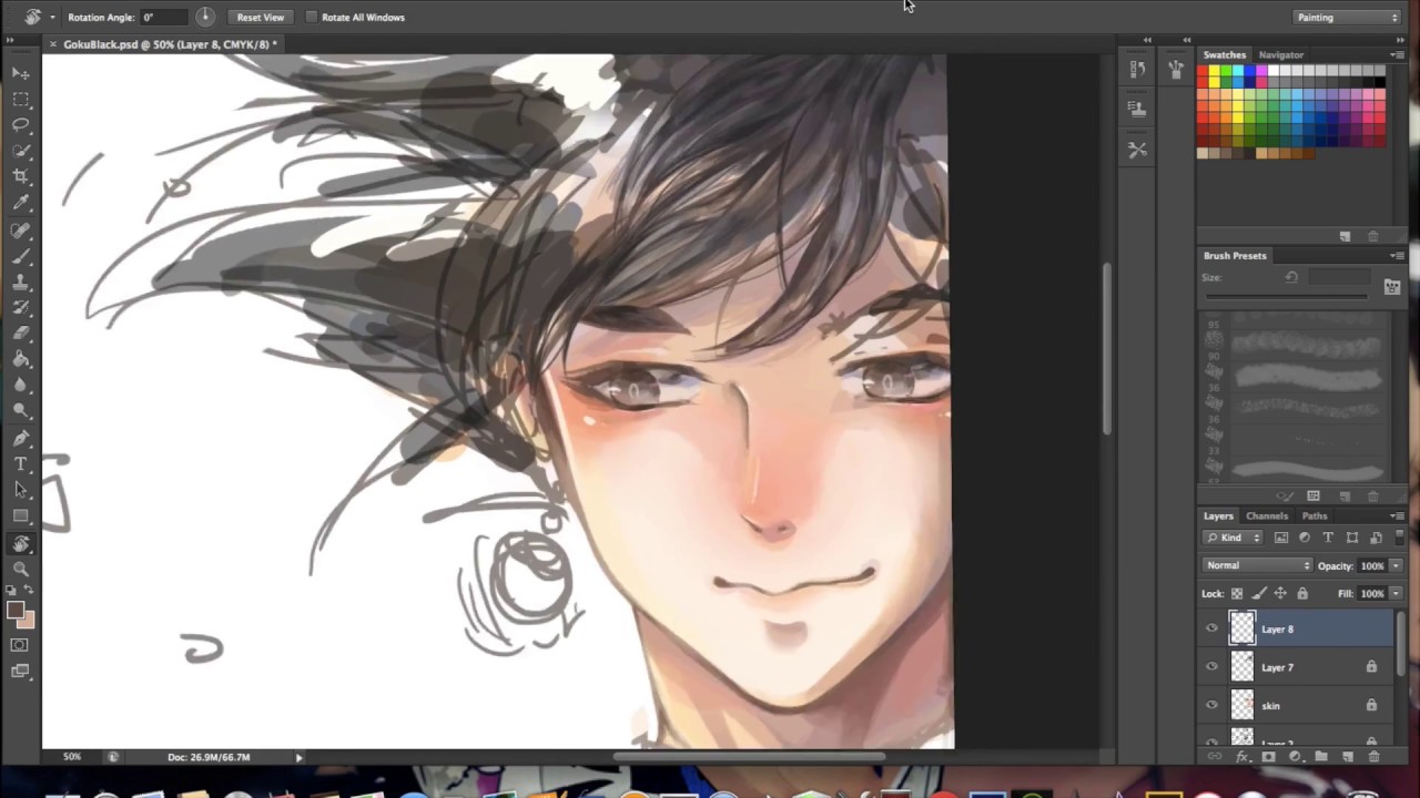 GRAGONBALL SUPRE---- Goku Black speedpaint. 【part1】 {by photoshop ...