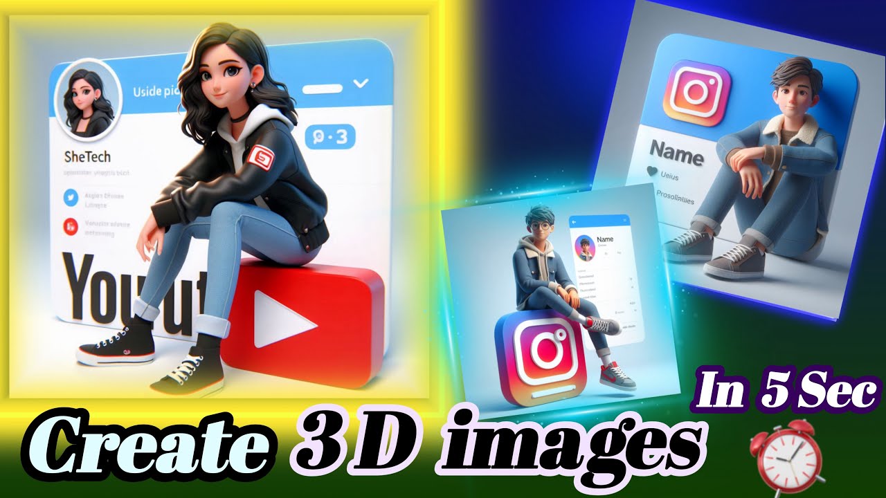 Create 3D social media image for instagram ,fb ,youtube #youtubefeed ...