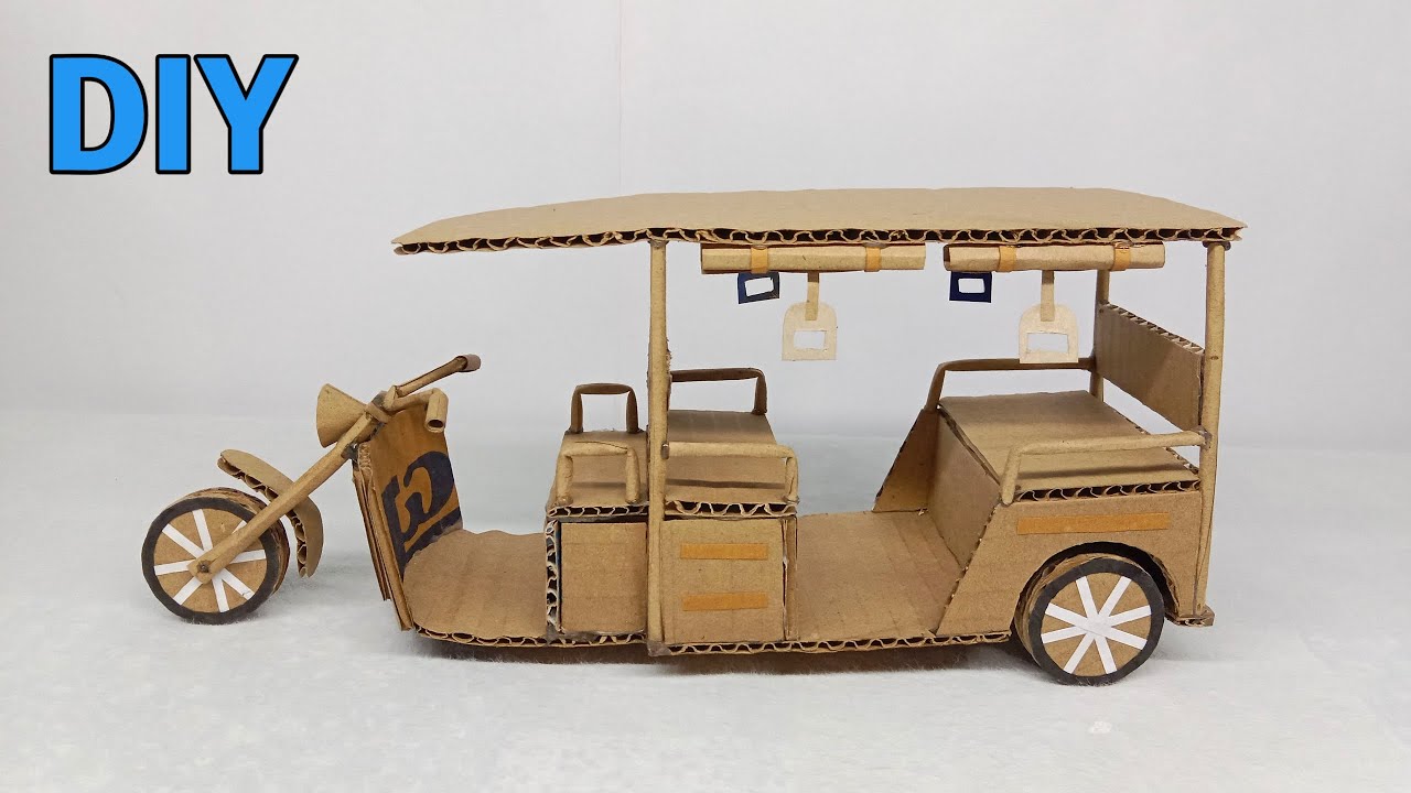 How to make Rickshaw at home (Tuk Tuk) | Toto With Cardboard - YouTube