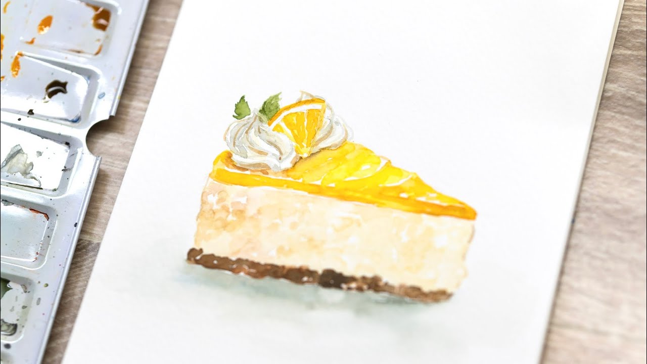 Easy & Relaxing Watercolour | Lemon Cheesecake 🍰 - YouTube