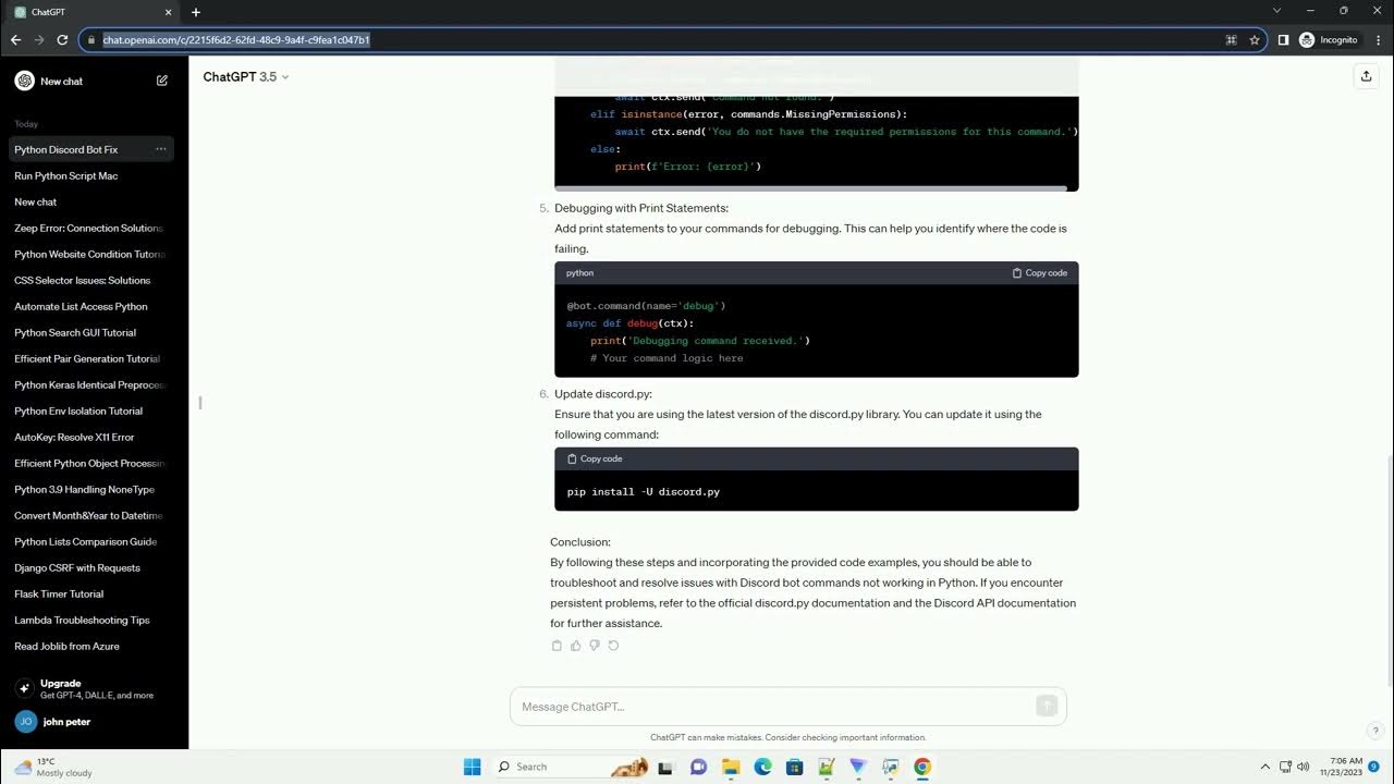 Commands For Discord Bot Not Working Python Youtube