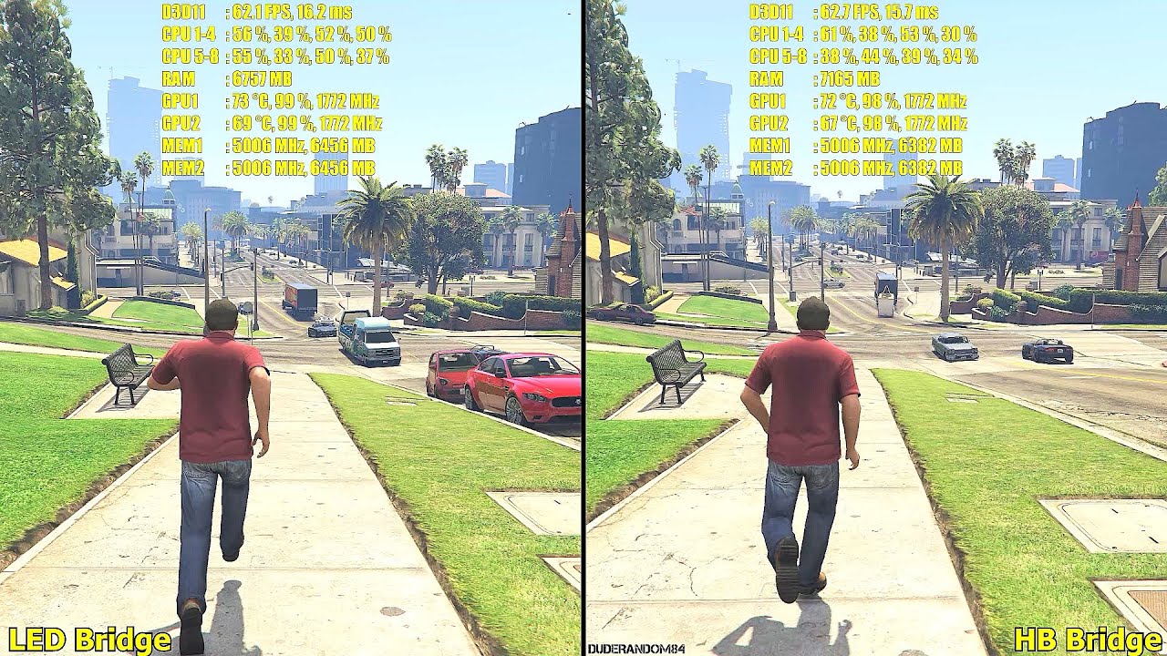 GTA 5 HB Bridge Vs LED Bridge 5K GTA 5 Frame Rate Comparison - YouTube