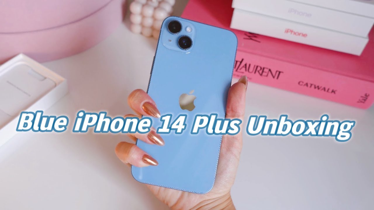 Blue iPhone 14 PLUS Unboxing + comparison 💙 - YouTube