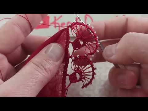 Tek Sırada Yapılan Kum Boncuklu Tığ Oya Modeli 109