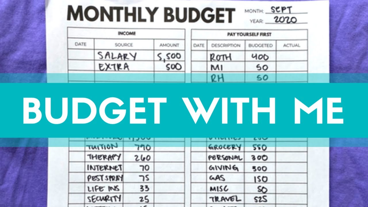September Monthly Budget With Me | $6,000 Budget Planner - YouTube