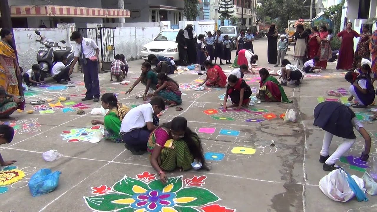 Rangoli designs competition for senior students - YouTube