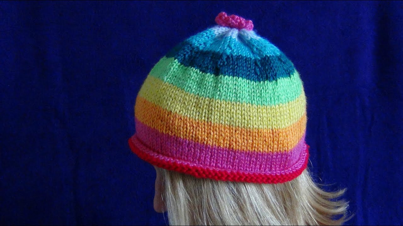 How to Knit a Hat in Colors - YouTube