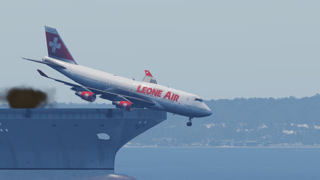 B747 Extremely Fail Landing On Aircraft Carrier | XP11 - YouTube