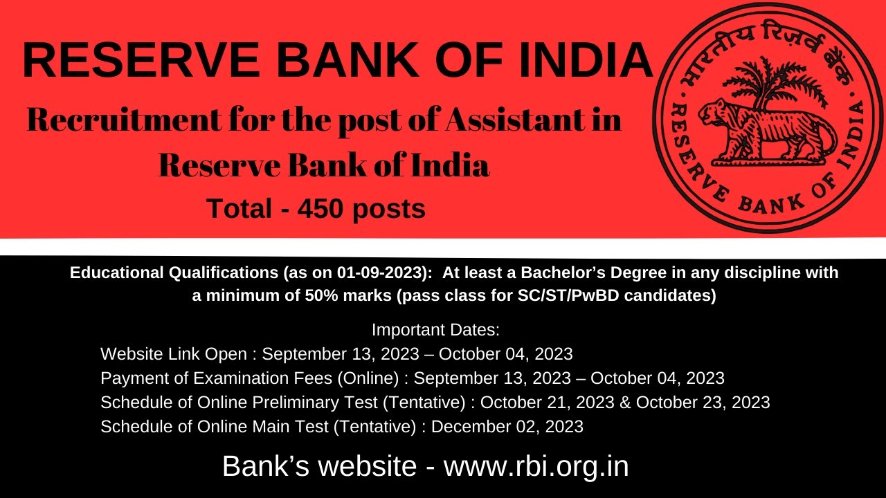 Recruitment for the post of Assistant in RBI / GOV JOBS / RECRUITMENT ...