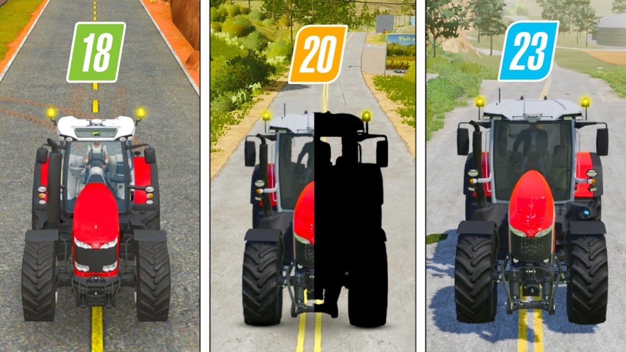 Fs18 vs Fs20 vs Fs23 | Massey Ferguson Tractor Compare Gameplay ...