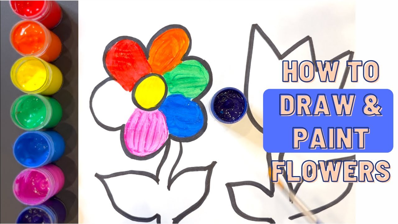 HOW TO DRAW SPRING FLOWERS Drawing, Painting, Coloring for Toddlers ...