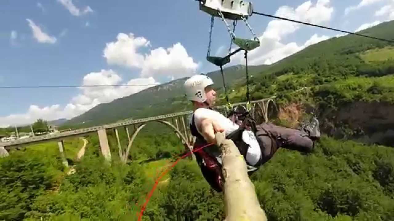 Zipline at the Tara bridge - YouTube
