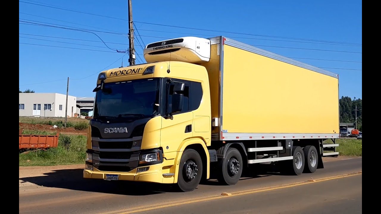 SCANIA P 360 8X2 AMARELO BITRUCK RODOSUL CAMARA FRIA 4 EIXOS MORONI ...