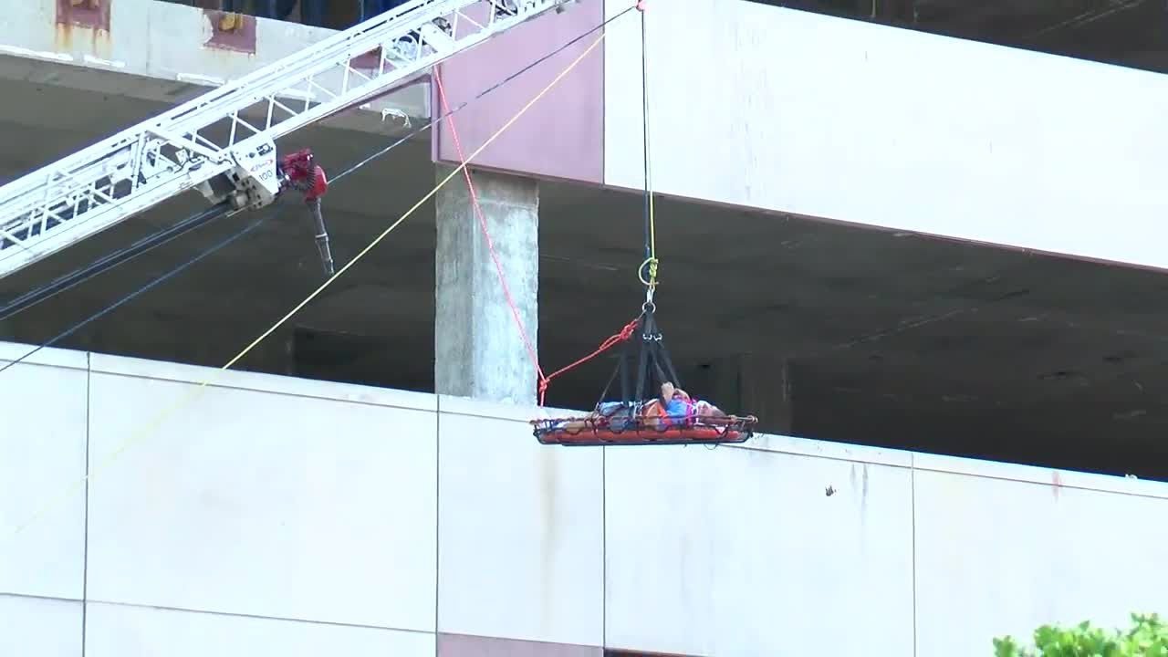 BFRS perform rope rescue after equipment falls on top of man - YouTube