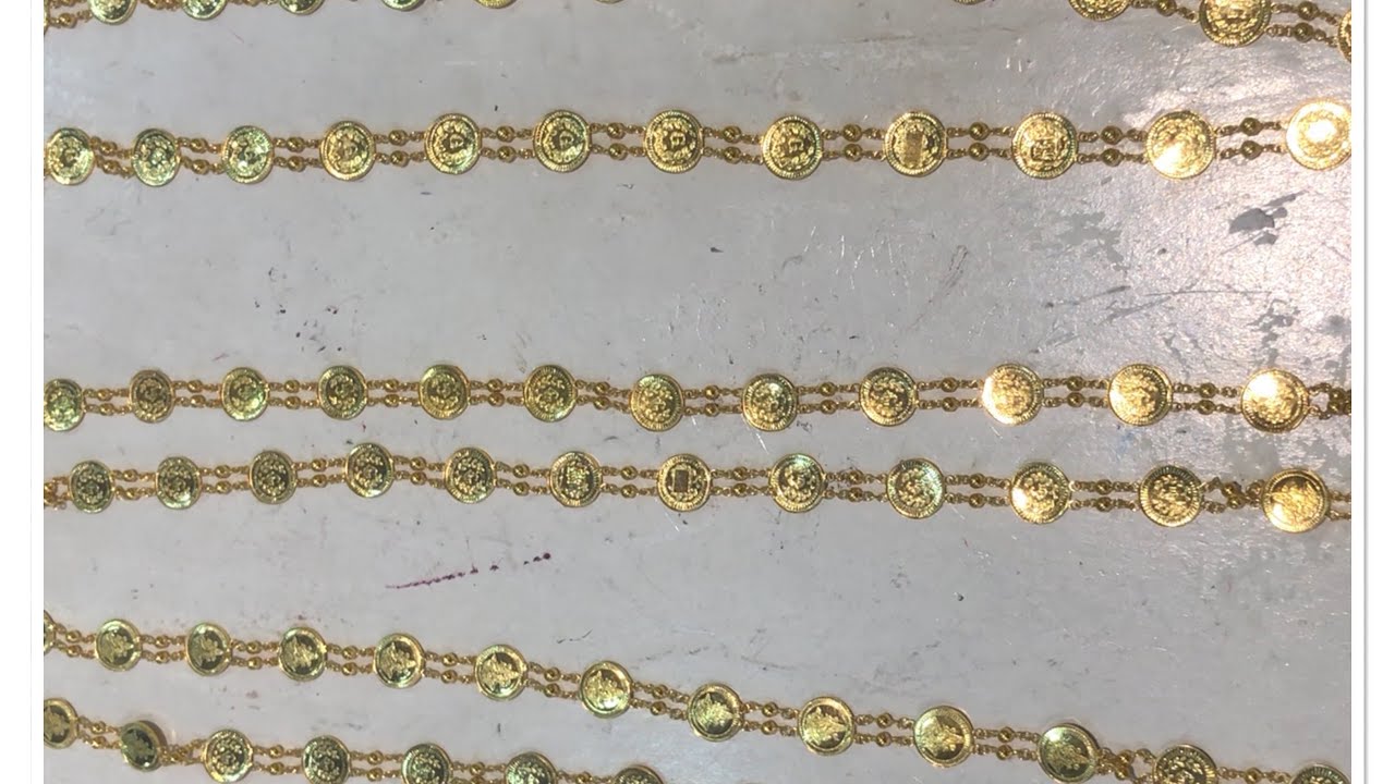 Beautiful gold coin mala design - YouTube