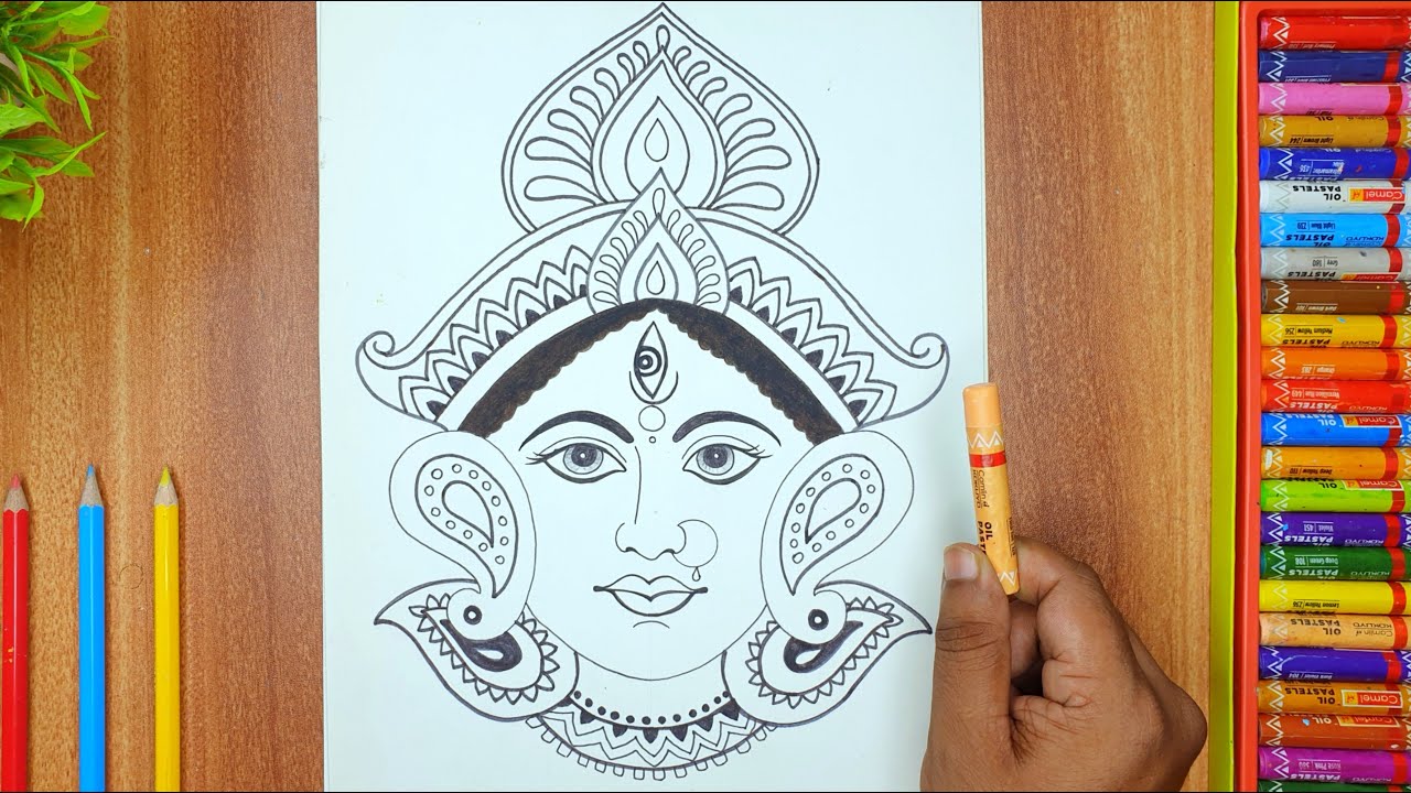 Maa Durga drawing for beginners || How to draw Devi Durga easily || Maa ...