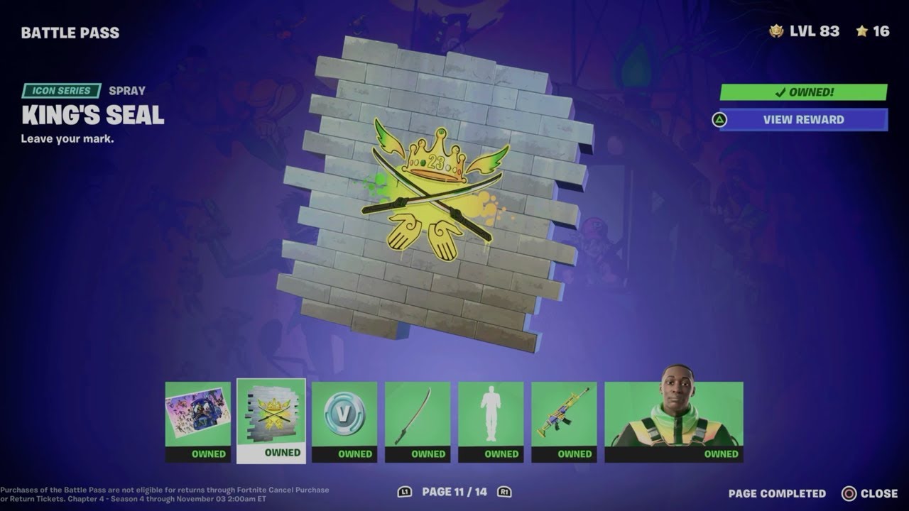How to Unlock King's Seal Spray in Fortnite | Battle Pass Rewards Page ...