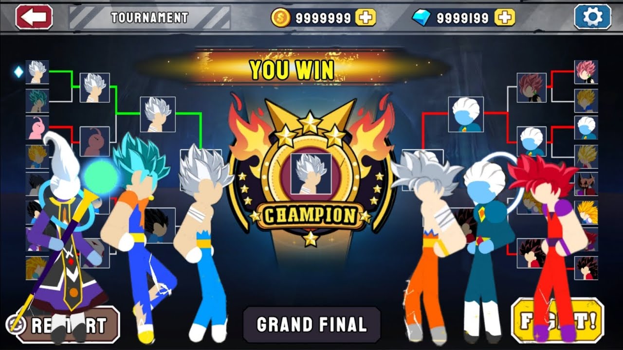Stickman Warriors Tournament | Vegeta Ultra, Vegito SSJ Blue, Whis ...