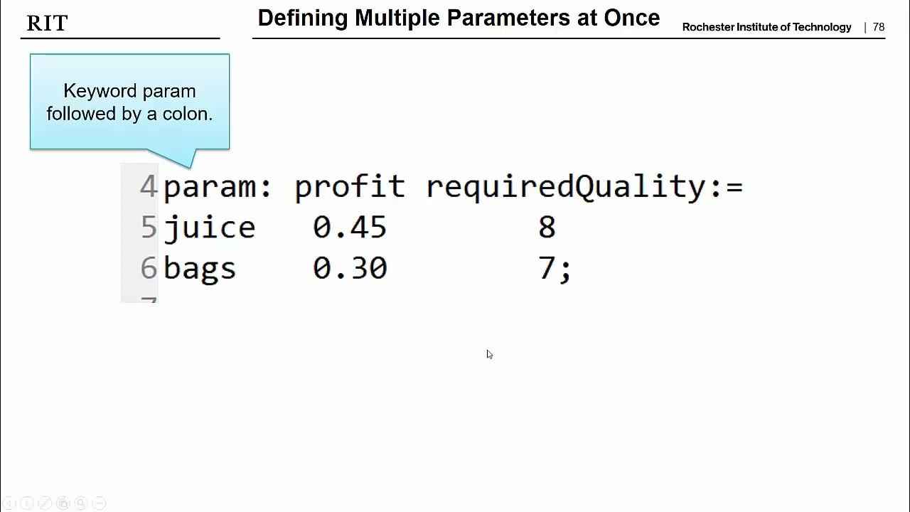 Advanced Pyomo - OJ Juice Sets Params Data File and DV (Part 2) - YouTube
