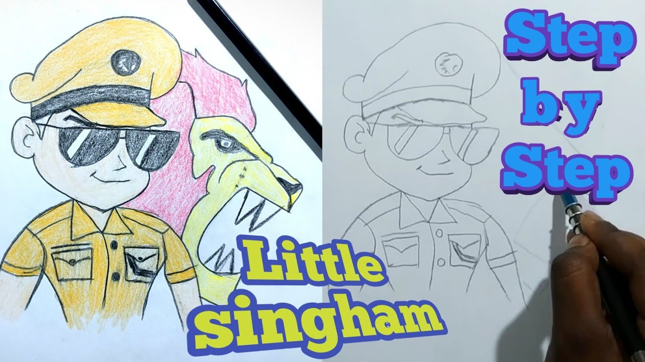 How to draw little Singham drawing easy | ️🤫little Singham drawing with ...