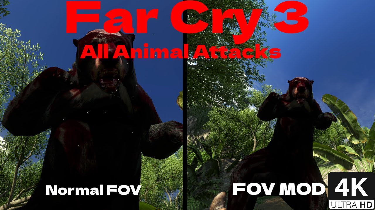 Far Cry 3 - All Animal Attacks 4K + FOV MOD - YouTube