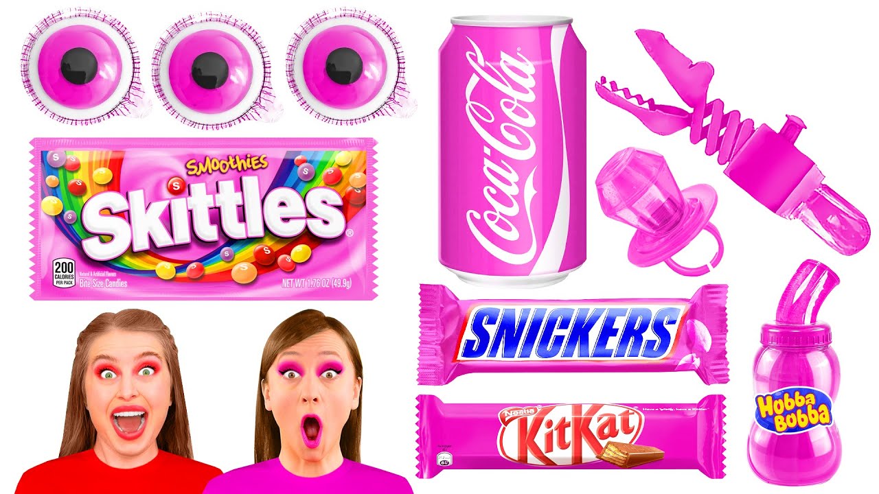 Eating Only Pink Food For 24 Hours Challenge | Funny Moments by Funny ...