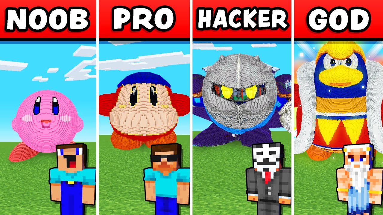 Minecraft KIRBY BUILD CHALLENGE - NOOB vs PRO vs HACKER vs GOD ...