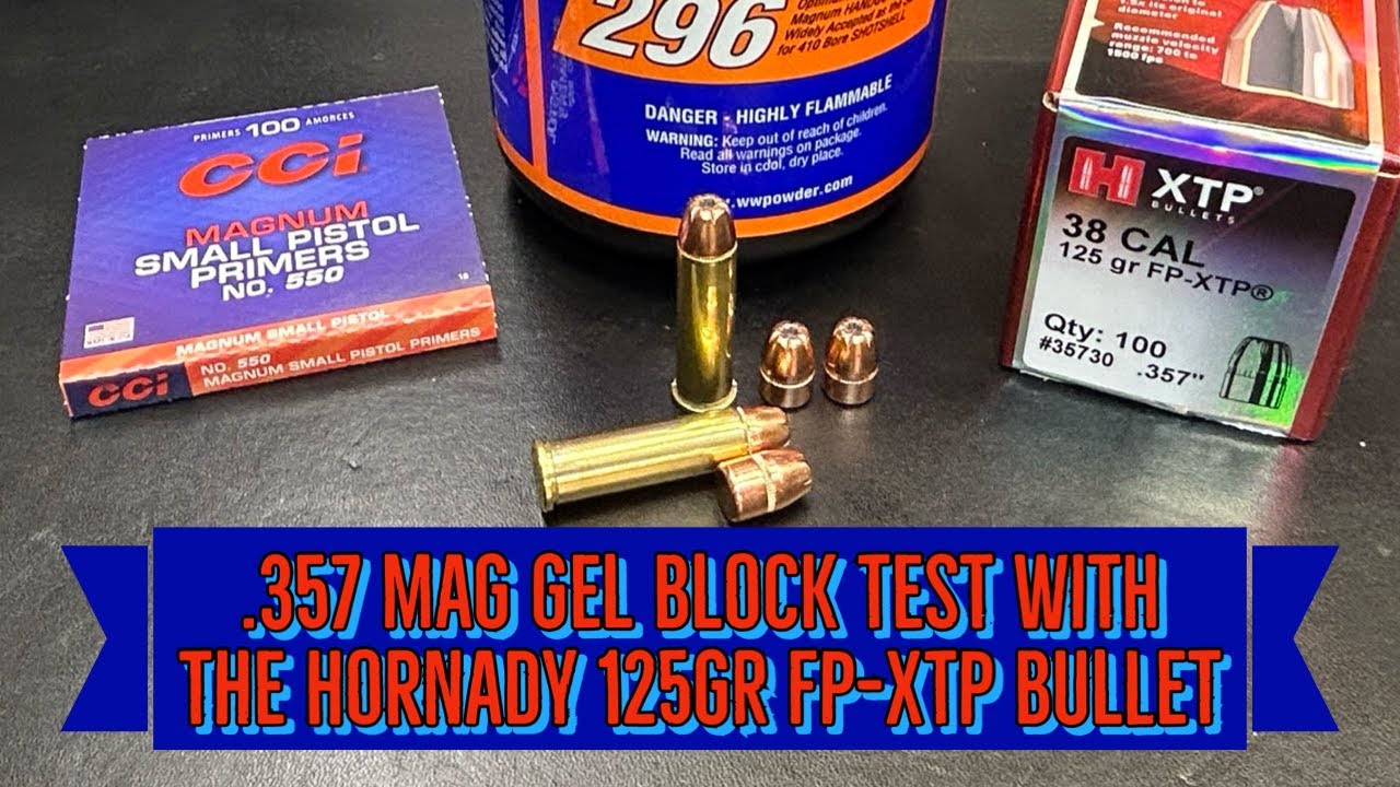 .357mag, Hornady 125gr FP-Flat Point XTP Bullets Tested in Gel Block ...