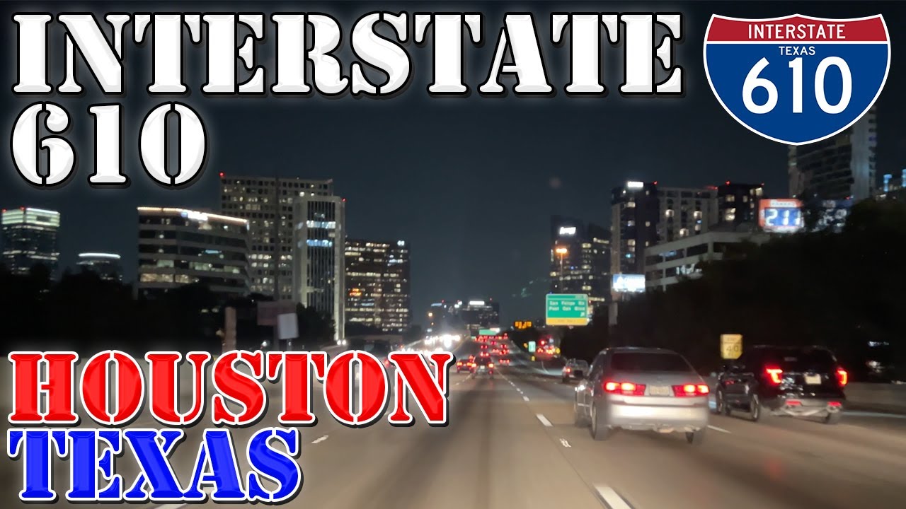 I 610 Inner FULL Loop ALL Exits Houston Texas 4K Night Highway