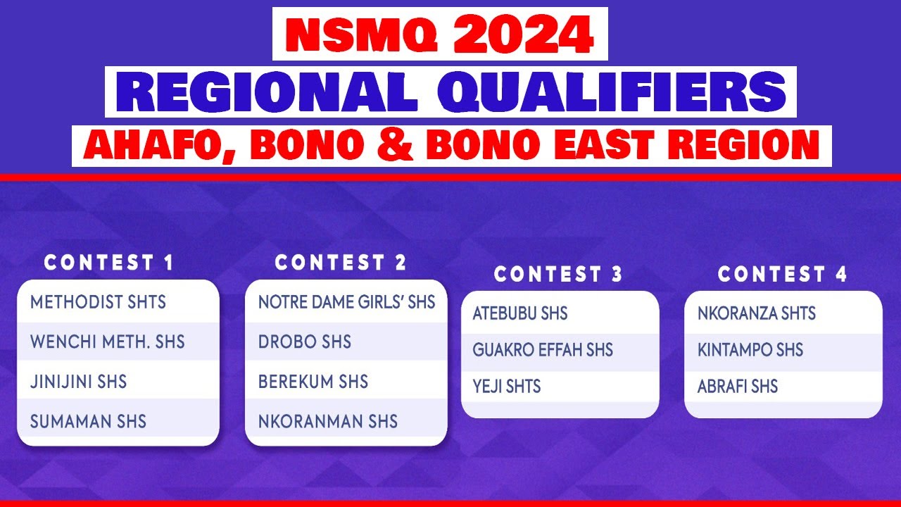 FIXTURES OF AHAFO, BONO & BONO EAST REGIONAL NSMQ 2024 QUALIFIERS IN ...