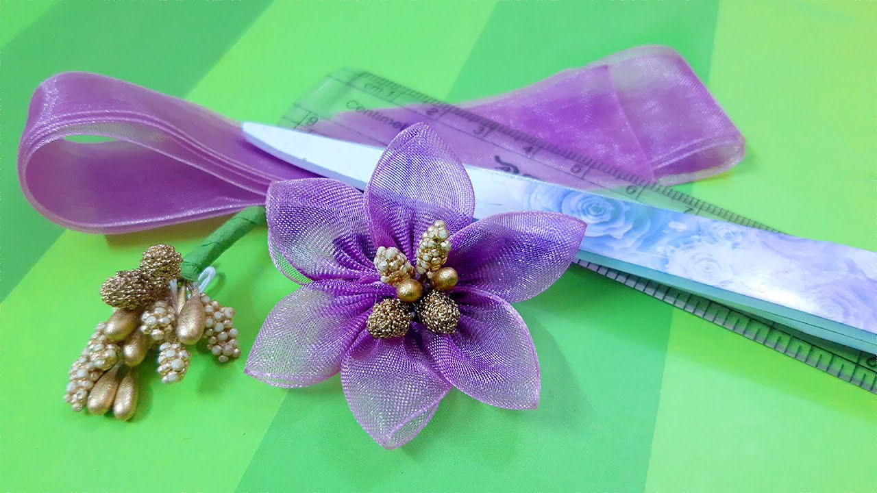 Ribbon Flowers: Super Easy Ribbon Flower Tutorial with Organza Ribbon ...