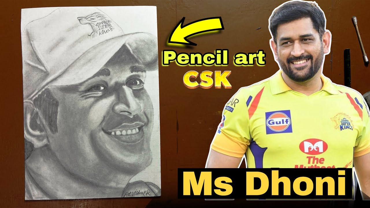 ms dhoni csk || pencil arts - YouTube