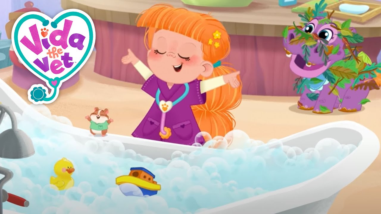 Juno Takes a Bath + MORE Cute @VidaTheVet Stories 🦛 🛁 Animal Cartoons ...