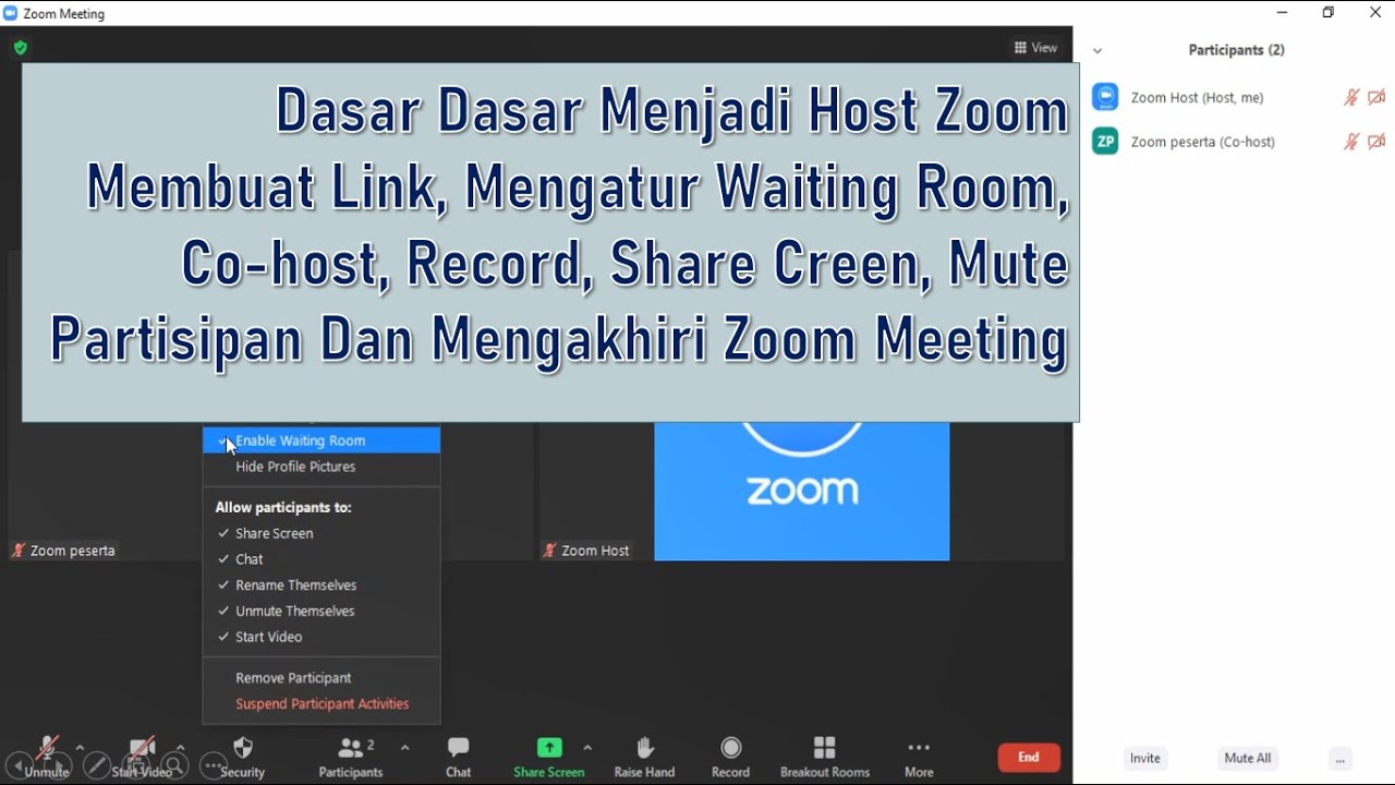 TUTORIAL ZOOM - DASAR-DASAR MENJADI HOST ZOOM MEETING (LINK ZOOM ...