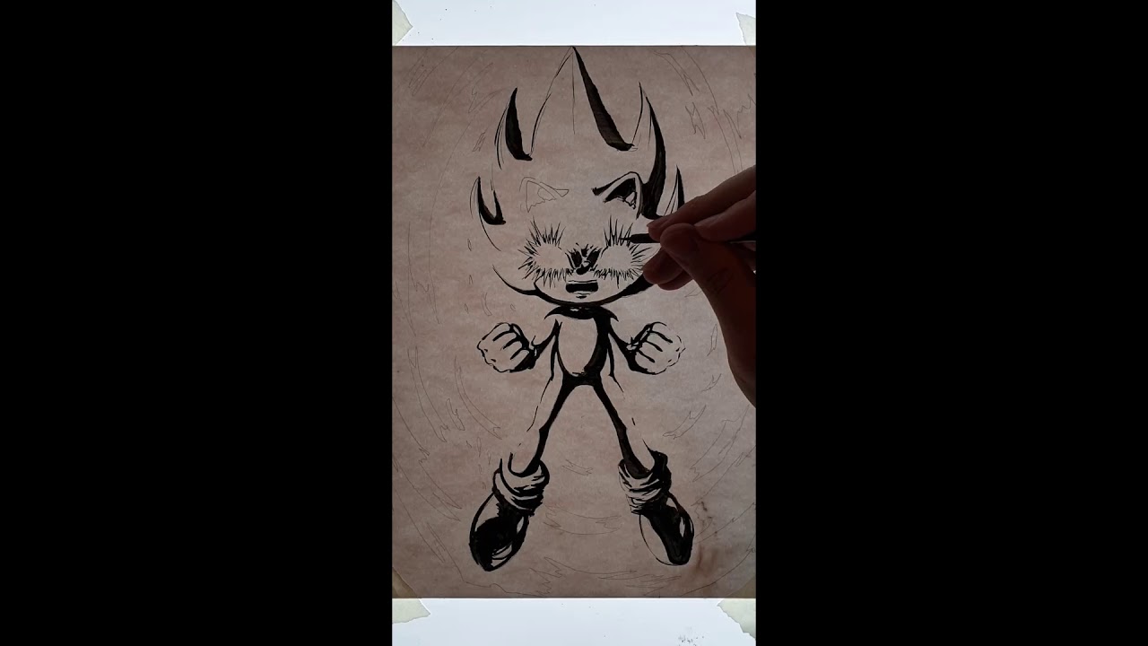 Sonic the Hedgehog Sumi-e painting - YouTube