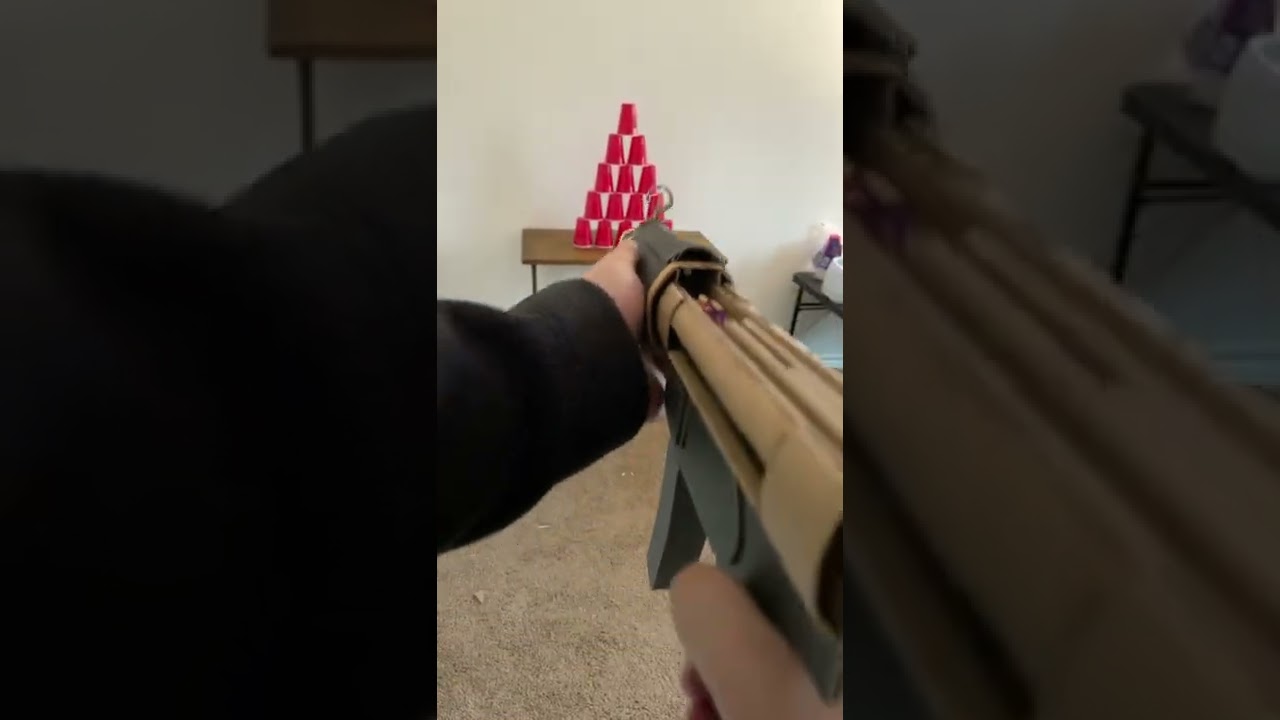 Cardboard Submachine gun MP5 mechanic review, semi auto, fast shooting ...