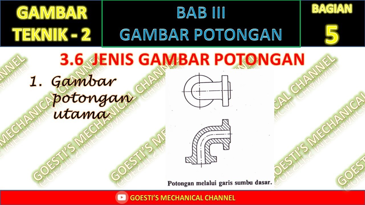 GAMBAR TEKNIK-2 | Bab III Gambar Potongan | Bagian 5 - YouTube